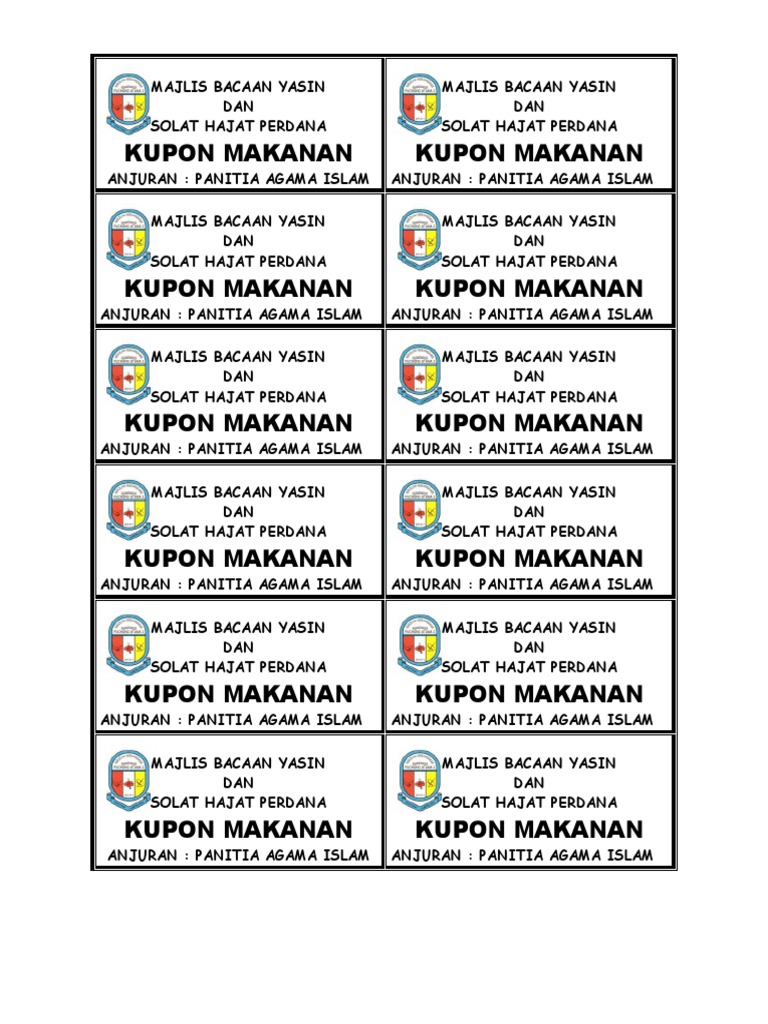 Kupon Majlis Bacaan Yasin | PDF