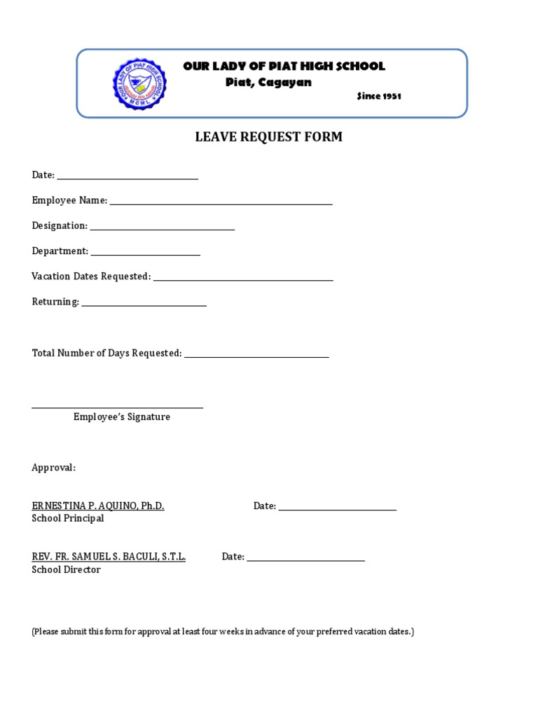Leave Request Form Template | PDF | Career & Growth