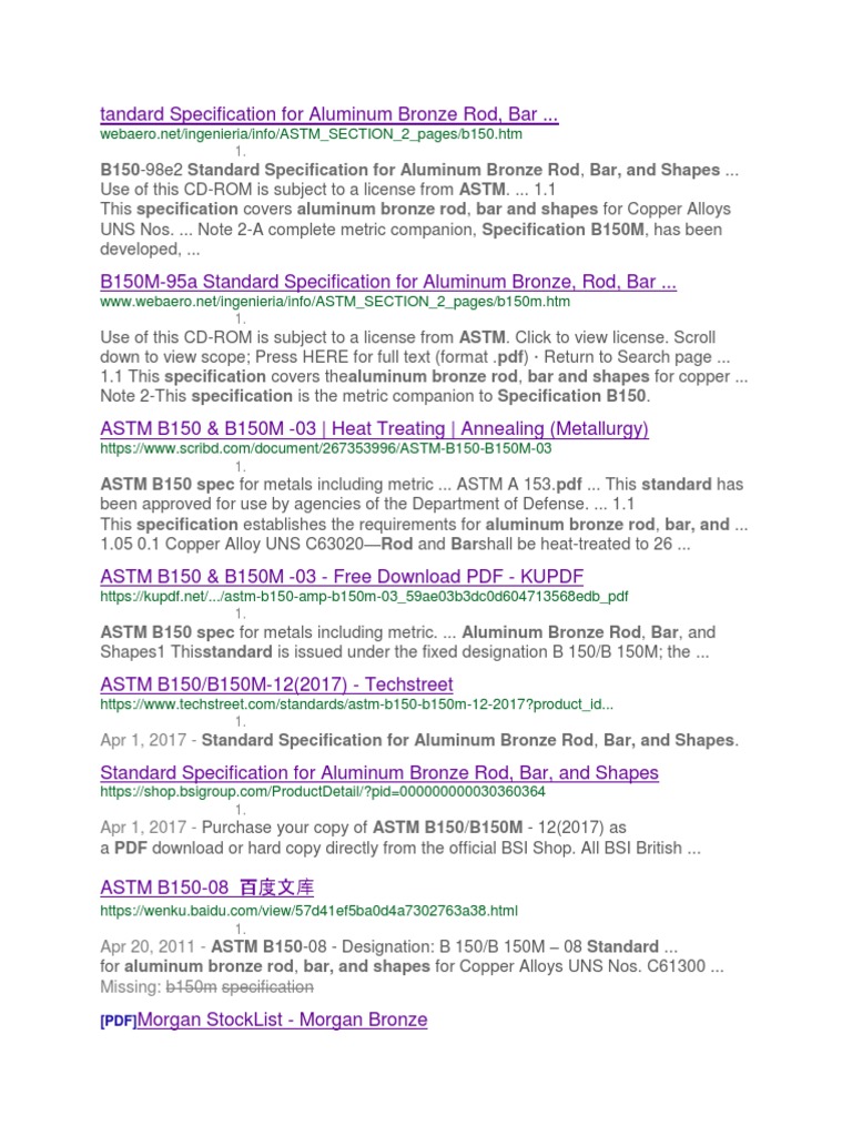 Astm b150 | PDF | Bronze | Heat Treating