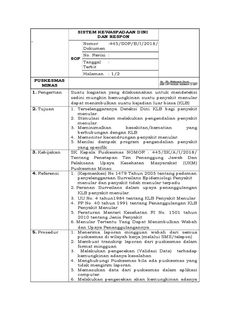 Sop Sistem Kewaspaan Dini Dan Respon Fix | PDF