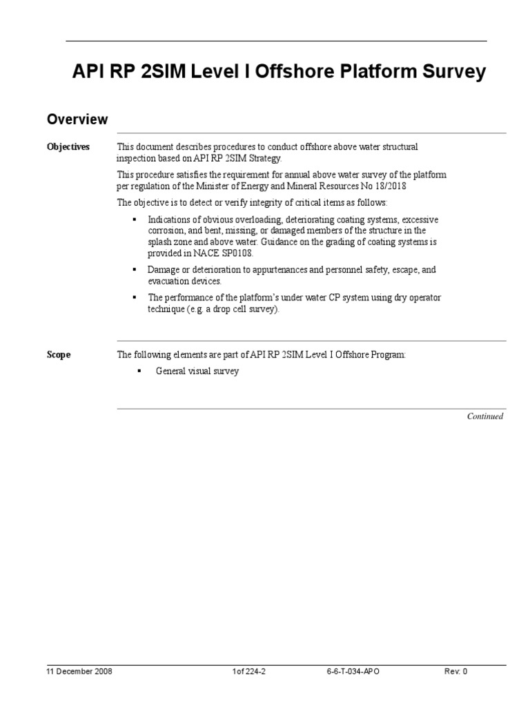 API RP 2A Platform Inspection Procedure REV 0 | PDF | Corrosion | Deep ...