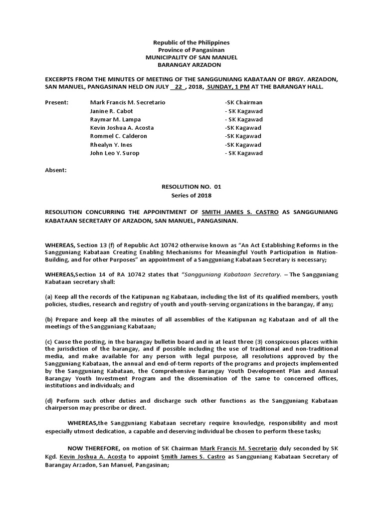 RESOLUTION Secretary ARZADON | PDF | Social Institutions | Social Science