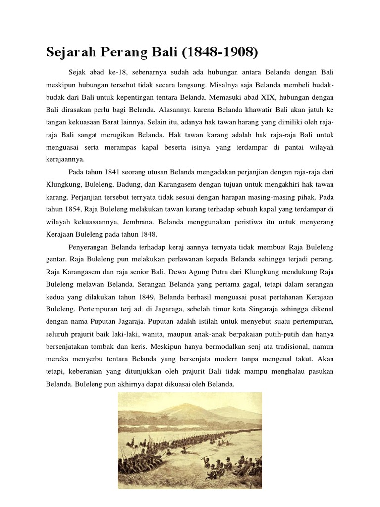 Penyebab dan Sejarah Perang Bali 1848-1908 | PDF | Perjalanan | Seni