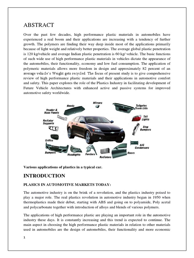 Automobile Project | PDF | Plastic | Extrusion