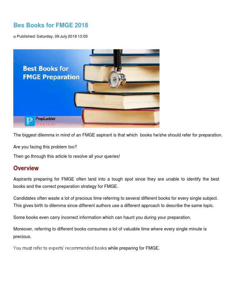 Best Books For FMGE | PDF | Biology | Medical Specialties