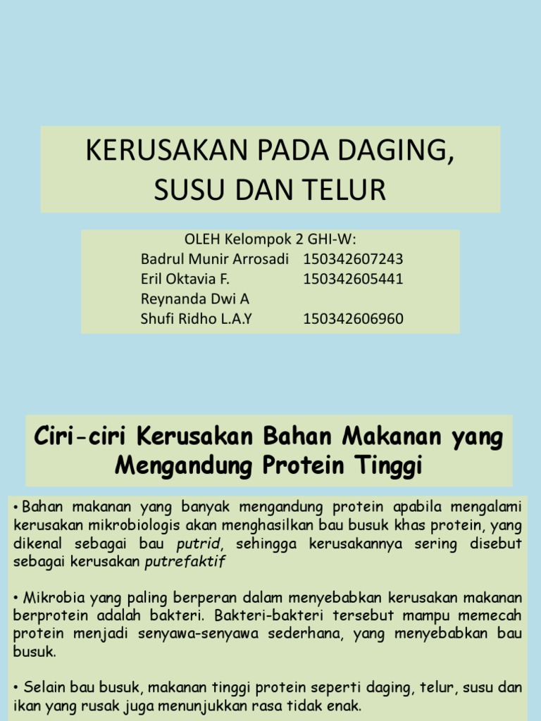Kerusakan Pada Daging, Susu Dan Telurku | PDF