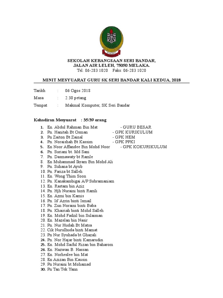 Minit Mesy Guru Kali Ke 2 2018 | PDF