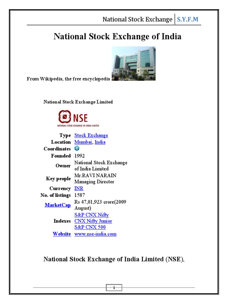 NSE India: Largest Stock Exchange Overview | PDF | Stocks | Technical ...