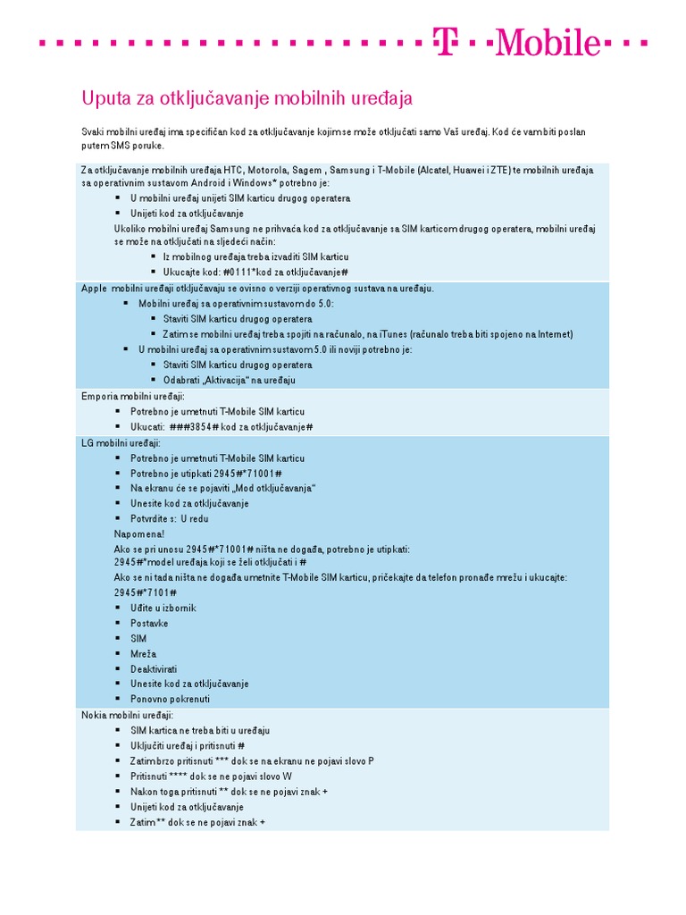 Upute Za Otkljucavanje Mobitela PDF | PDF