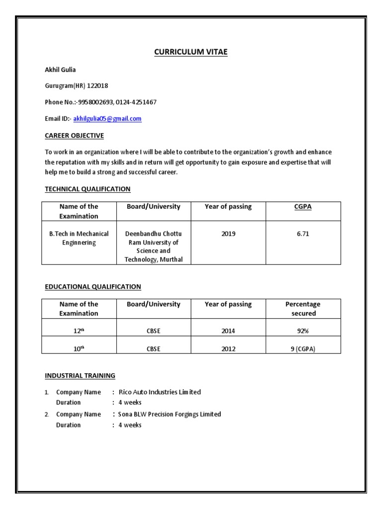 Curriculum Vitae: Career Objective | PDF | Behavior Modification