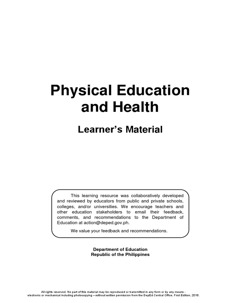 Grade 11 Physical Education Module | PDF | Aerobic Exercise | Muscle