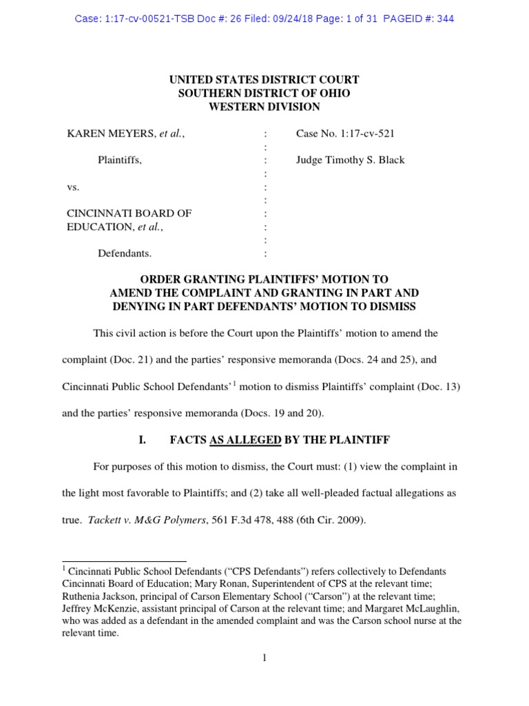 26-OrDER Granting Motion Amend and Deny Motion Dismiss | Intentional Infliction Of Emotional ...