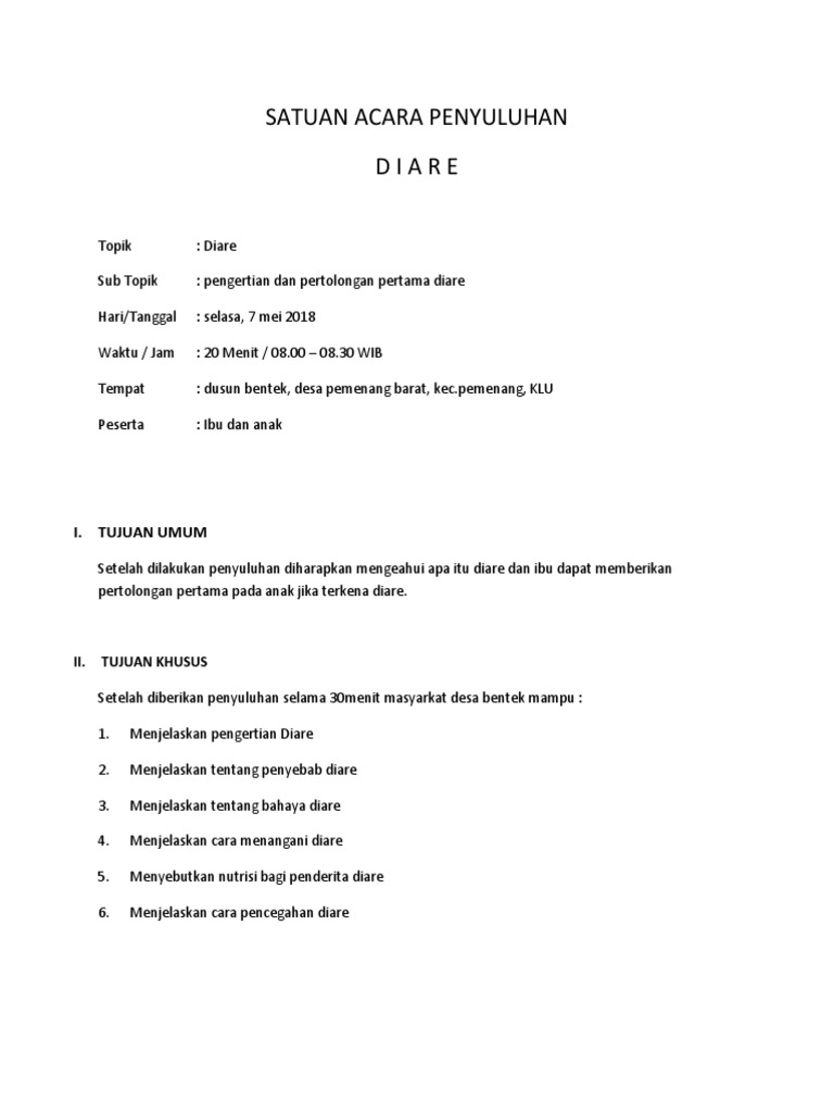 Contoh SAP Diare | PDF