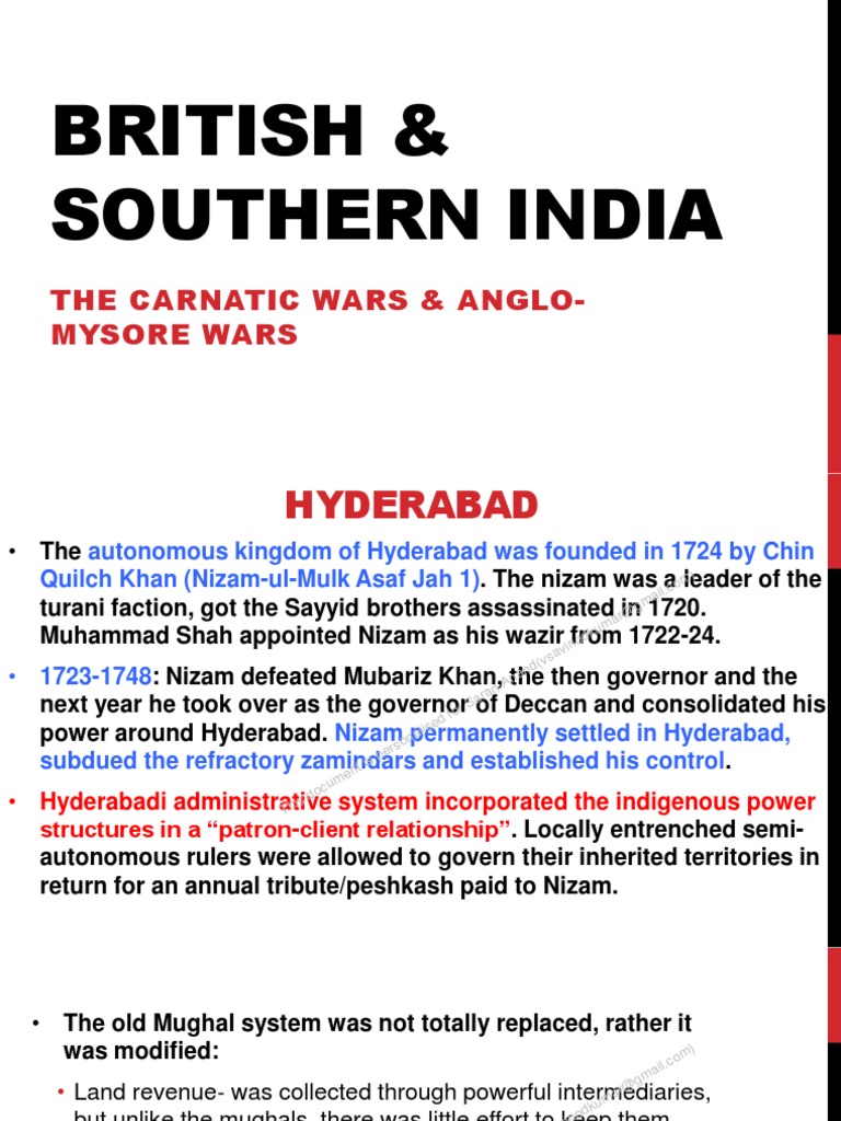 British & Southern India: The Carnatic Wars & Anglo-Mysore Wars | PDF ...