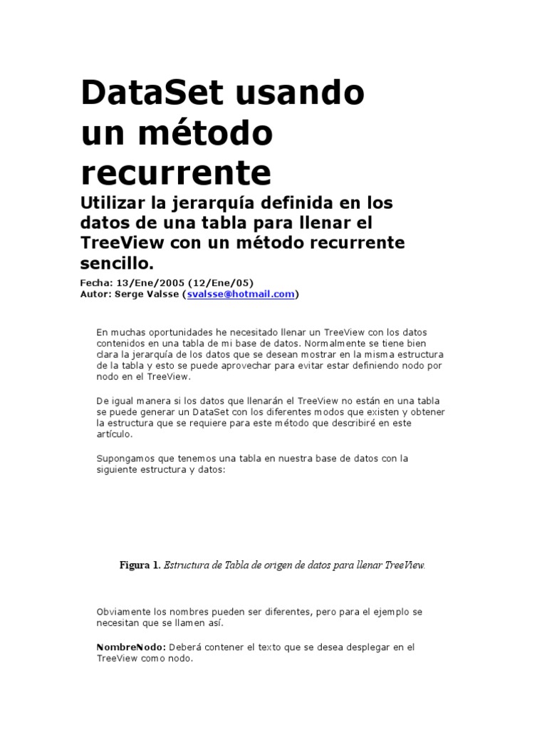 Llenando un TreeView desde un DataSet utilizando un método recurrente | PDF | Tabla (base de ...