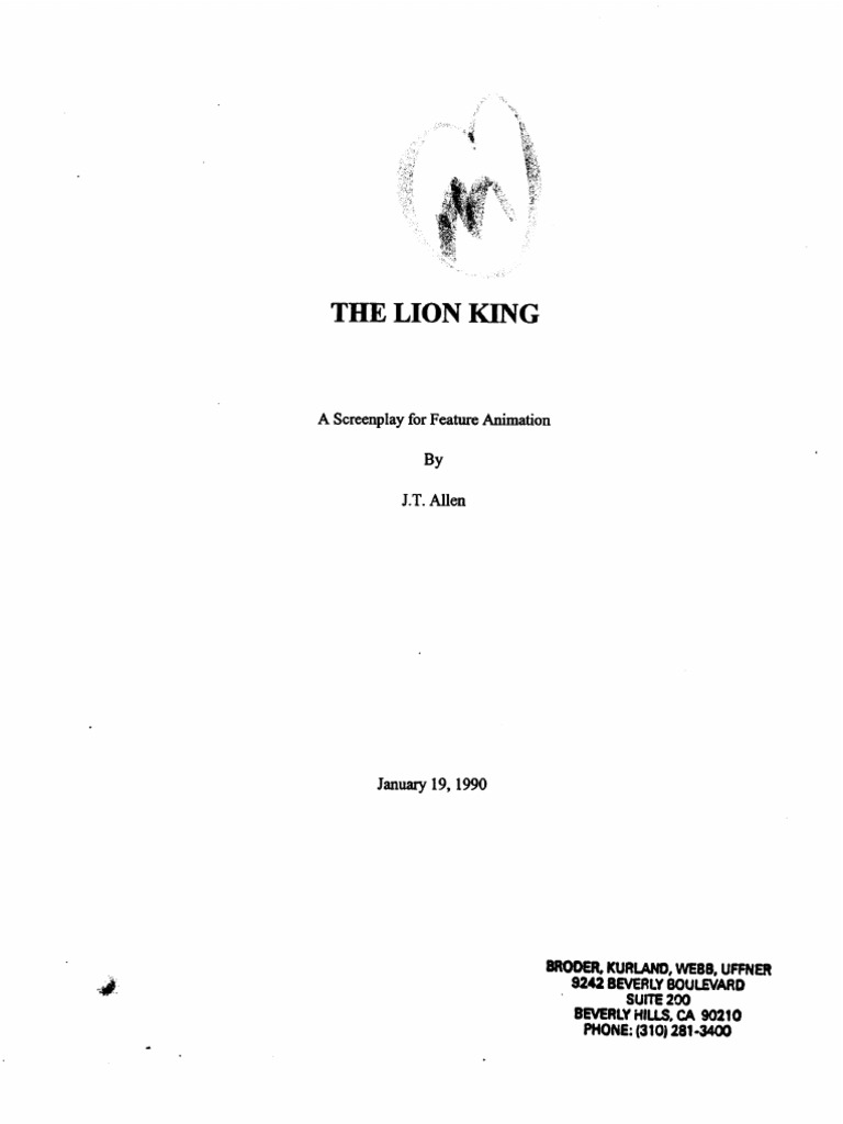 The Lion King Original Movie Script | PDF