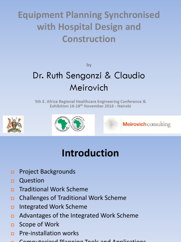 Equipment Planning Synchronised With Hospital Design and Construction ...