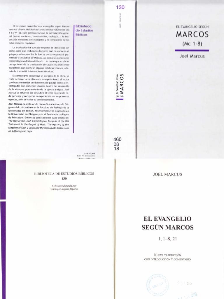 Joel Marcus. Evangelio de Marcos - 1a Parte | PDF | Textos Religiosos ...