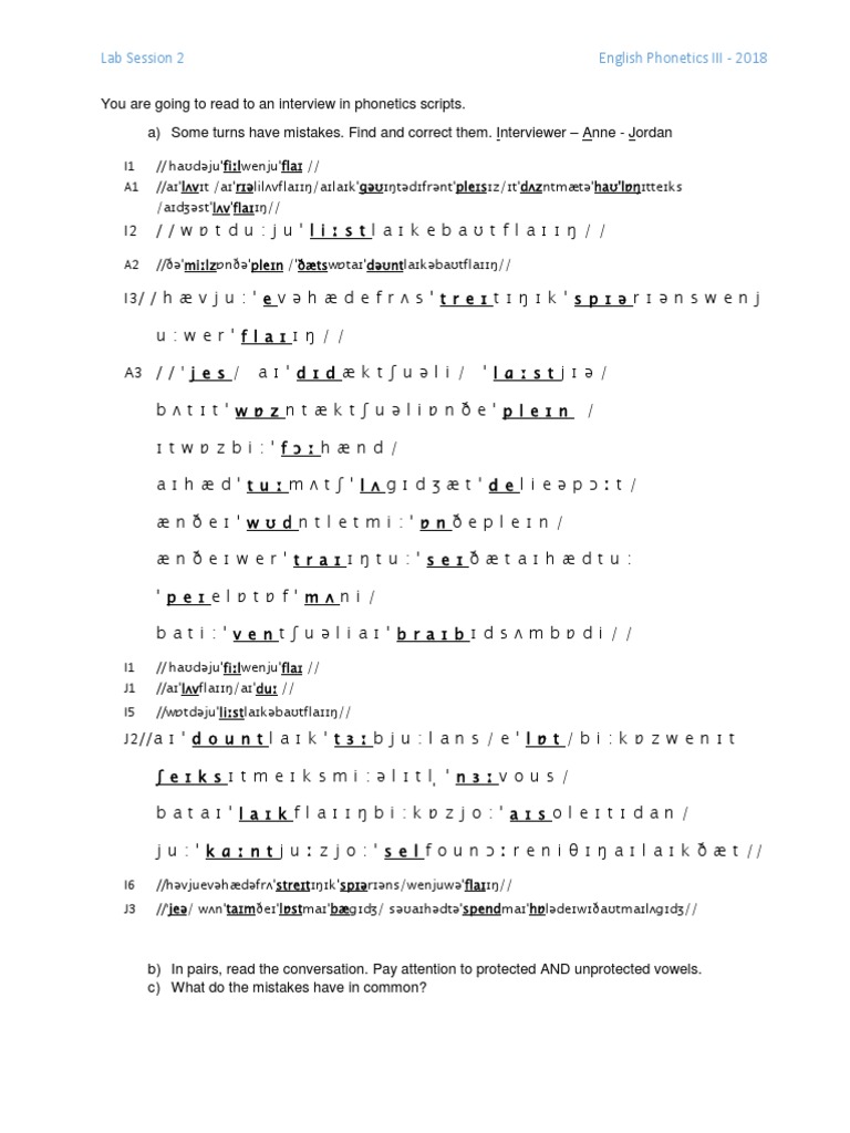 Phonetics Lab Session 2 Guide | PDF | Language Arts & Discipline ...