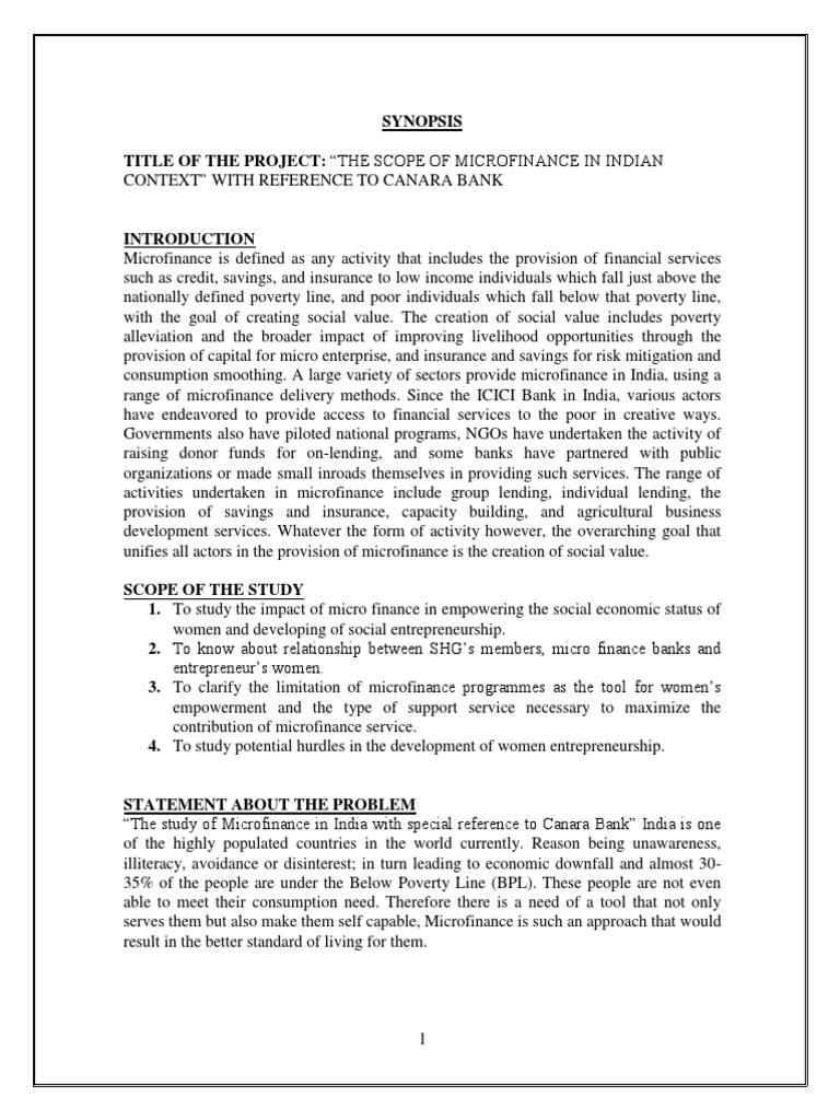 An Analysis of the Scope of Microfinance in India with Special ...