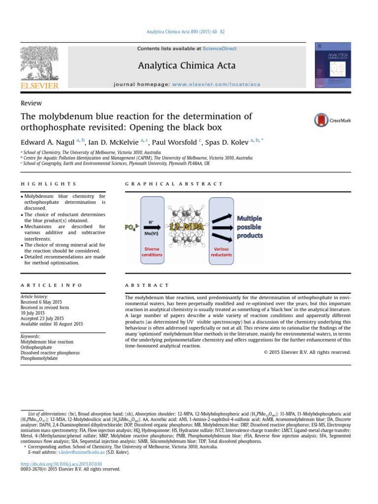 Nagul - 2015 - The Molybdenum Blue Reaction For The Determination of ...