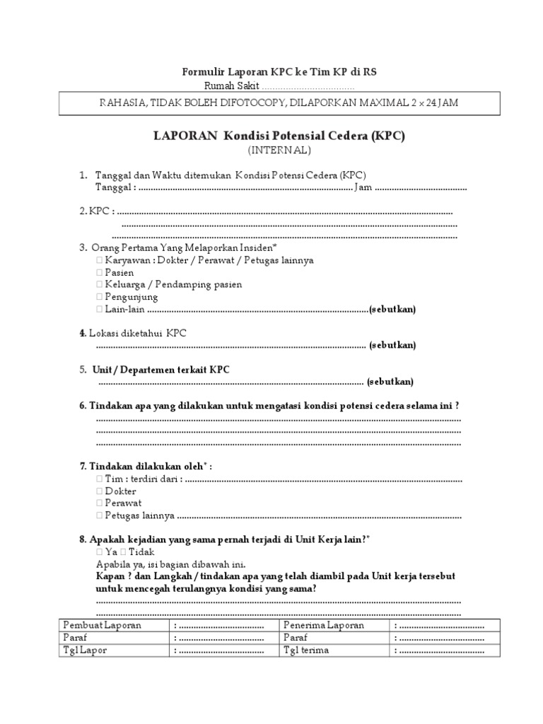 Form Laporan - KPC | PDF