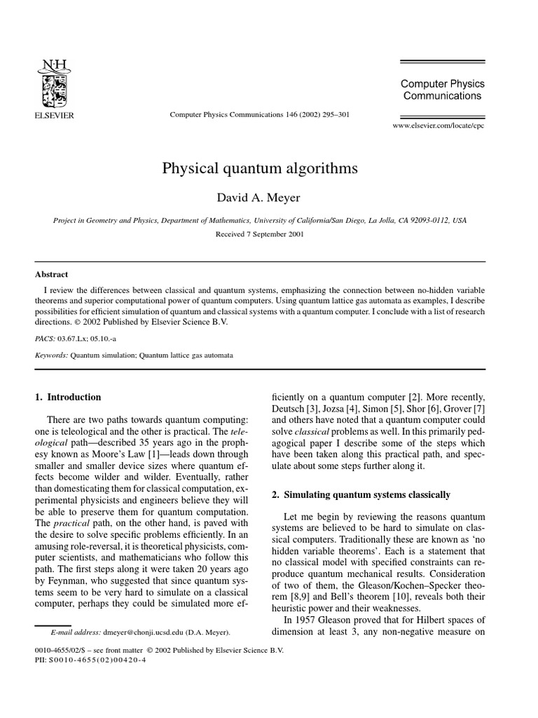 Physical Quantum Algorithms | PDF | Quantum Computing | Quantum Mechanics