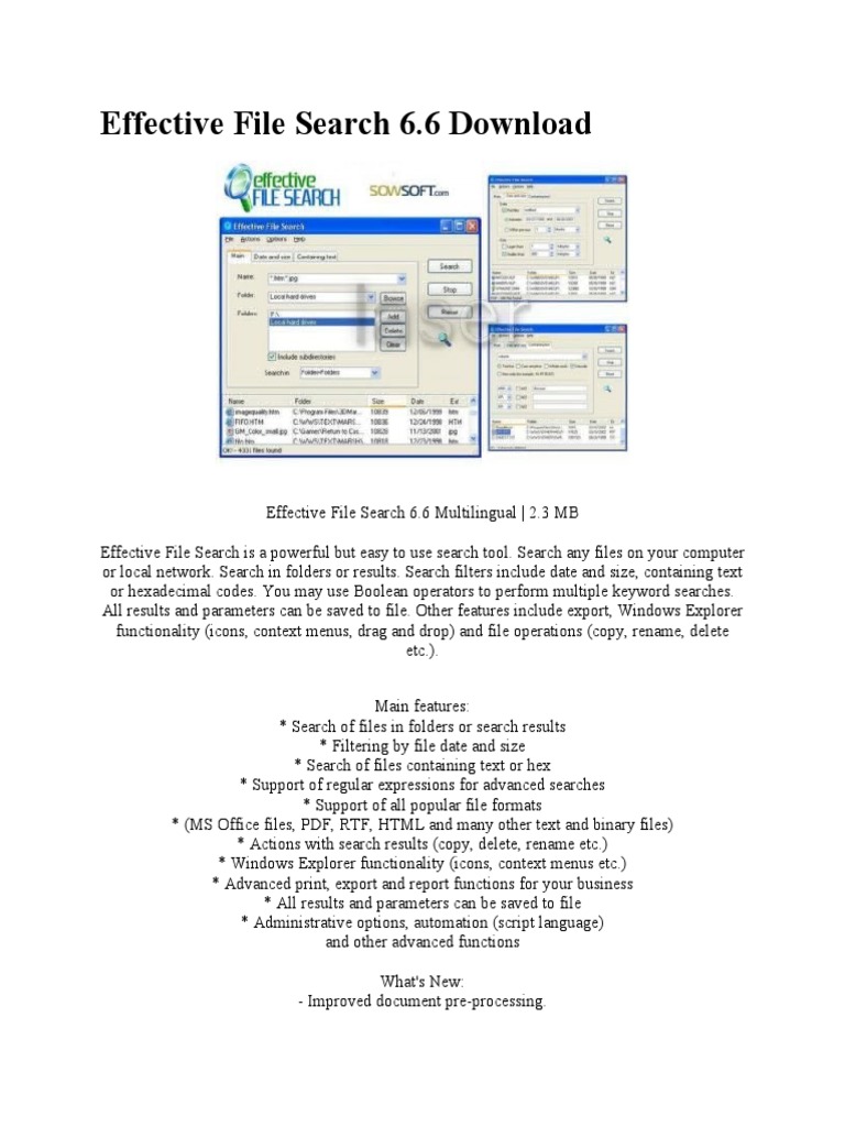 Effective File Search 6.6 Tool | PDF | Computers