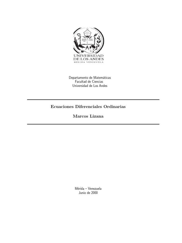 Marcos Lizana-Ecuaciones Diferenciales Odinarias PDF | PDF | Métodos y ...