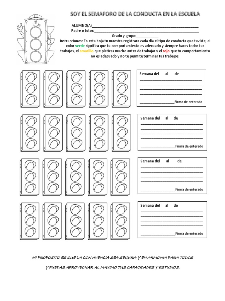 Semáforo de Conducta Escolar para Imprimir | PDF | Ocio