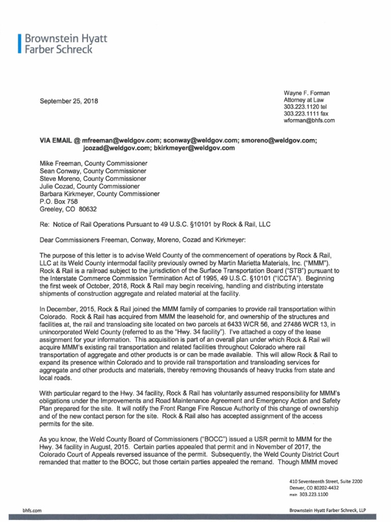 Letter To Commissioners | PDF | Federal Preemption | Rail Transport