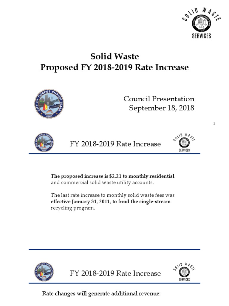 Presentation - Solid Waste Rate Increase | PDF | Municipal Solid Waste ...