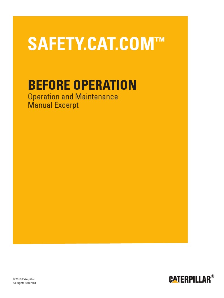 Before Operation: Operation and Maintenance Manual Excerpt | PDF ...