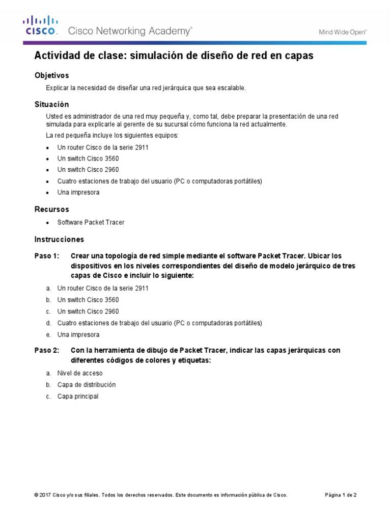 1.3.1.1 Class Activity - Layered Network Design Simulation | PDF