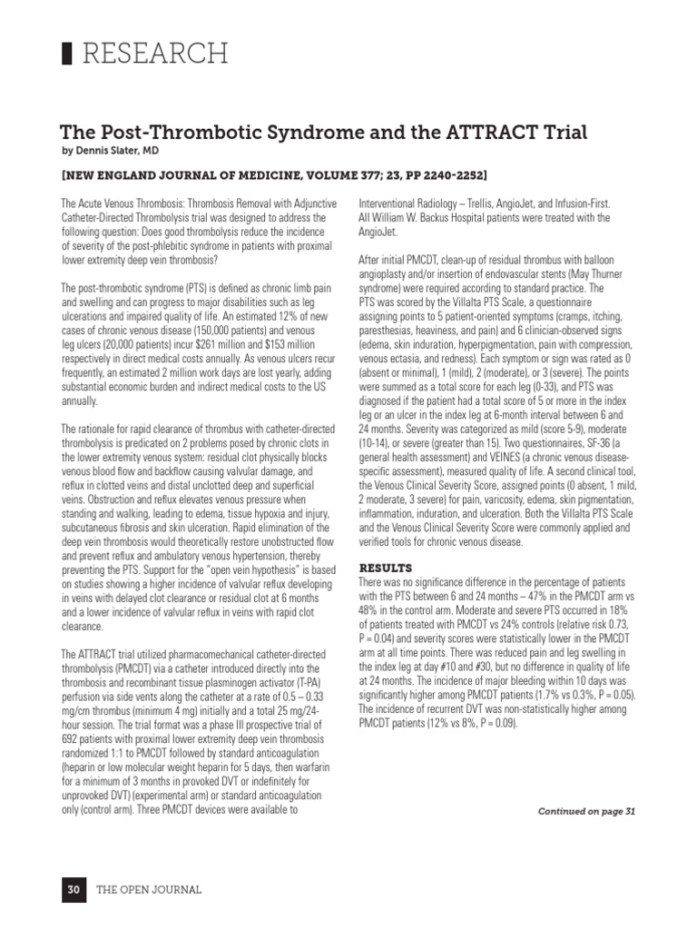Issue 3 Dennis Slater Attract Trial Article | PDF | Vein | Thrombosis