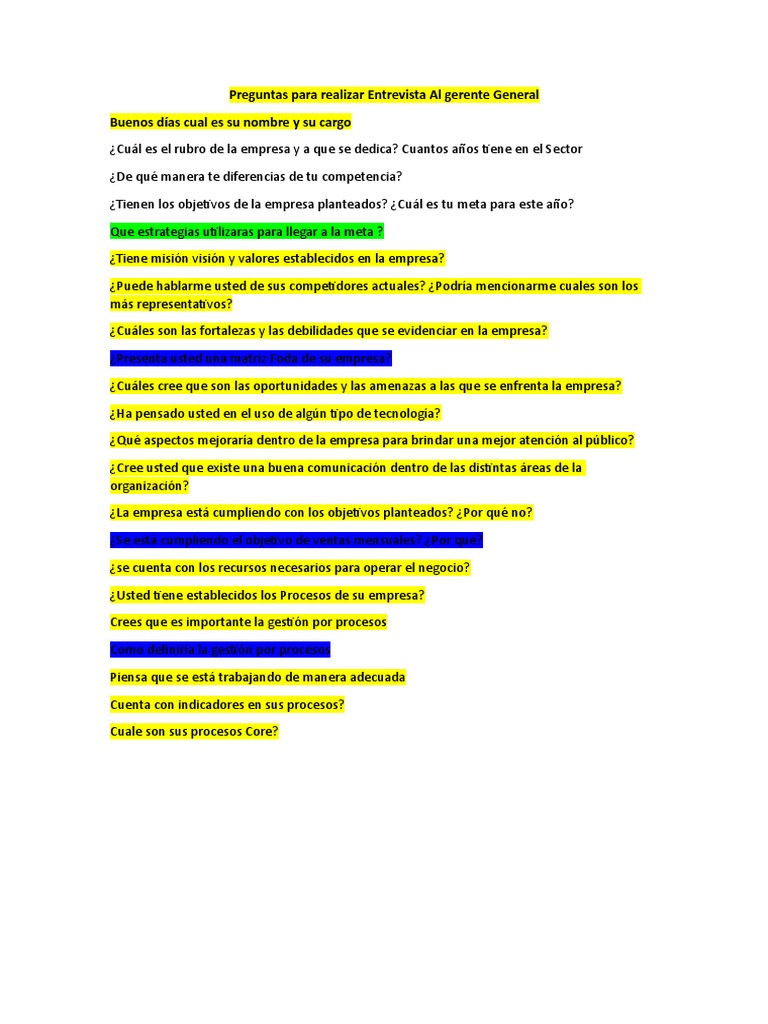 Entrevista Gerente General | PDF | Business | Economias