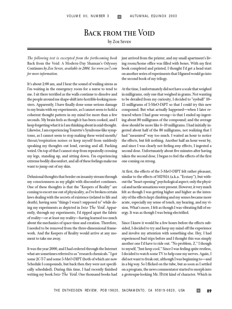 Seven Zoe Back From Excerpt1 | PDF | Ethnobotany | Mdma