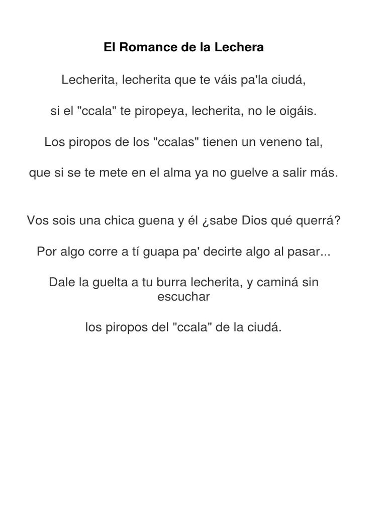 El Romance de La Lechera | PDF | Ocio | Deportes