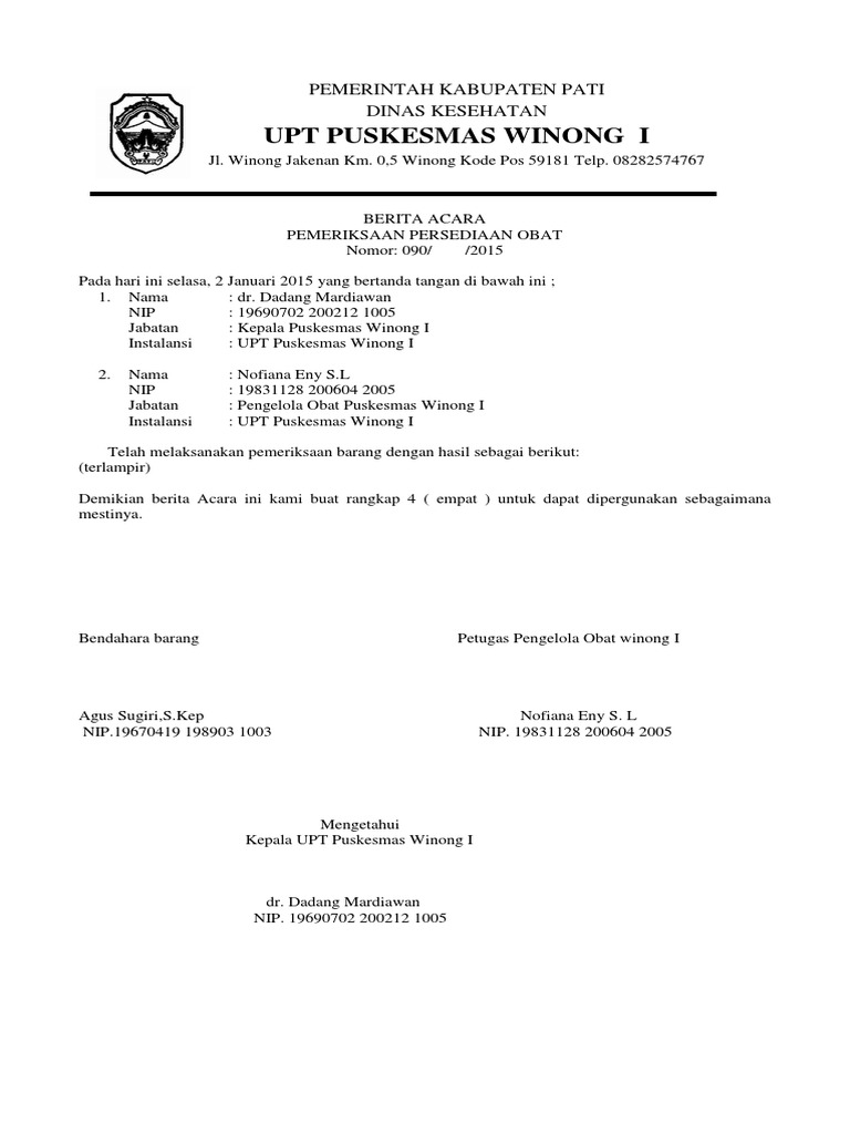 BAP Pemeriksaan Obat | PDF