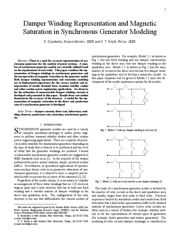 Damper Winding Representation and Magnetic Saturation in Synchronous ...
