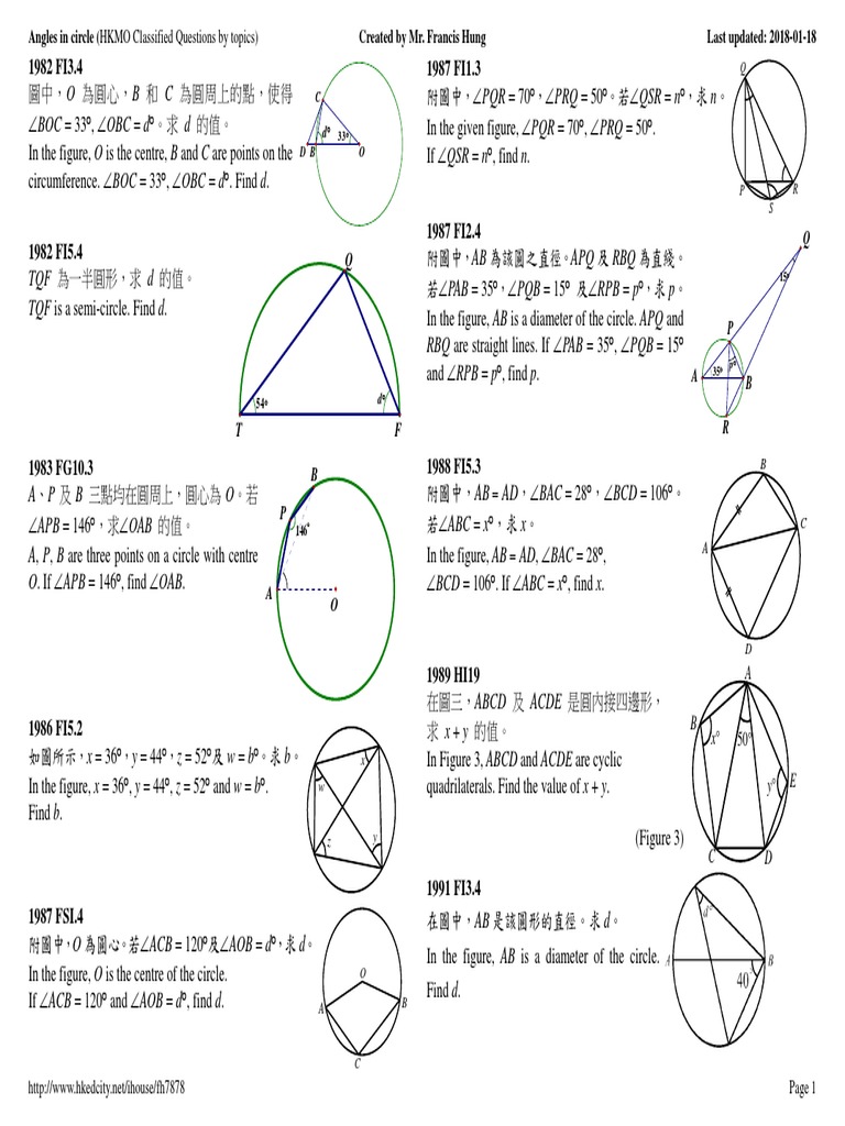 Angles in Circle | PDF | Circle | Elementary Mathematics