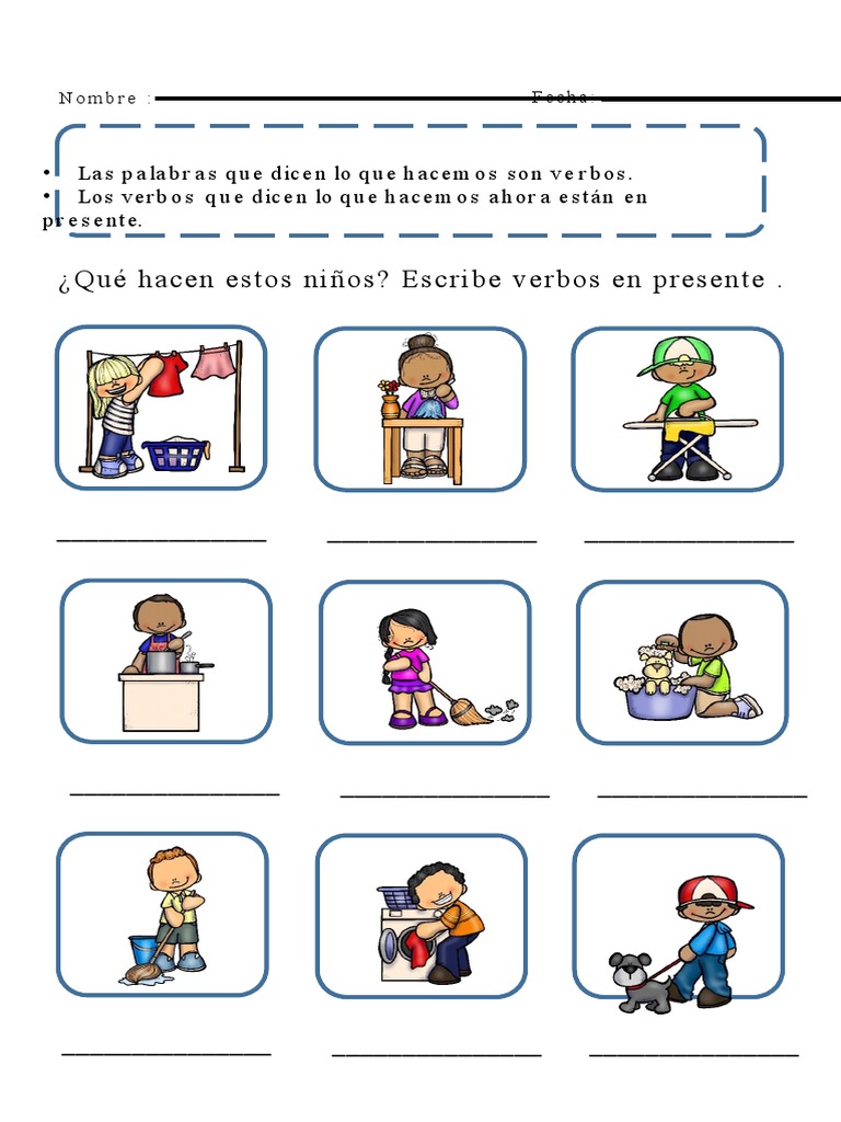 Fichas de Actividades para Trabajar Los Verbos en Primaria | PDF | Ocio ...