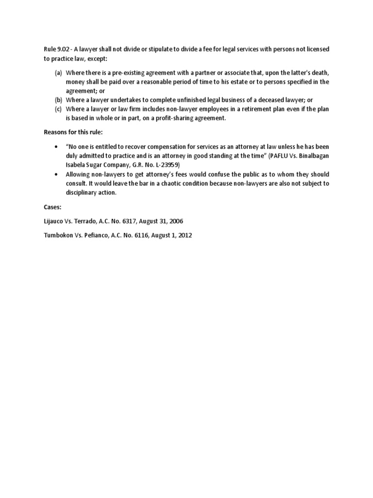 Rule 9.02 - Attorney Fee Sharing Restrictions | PDF | Practice Of Law | Lawyer