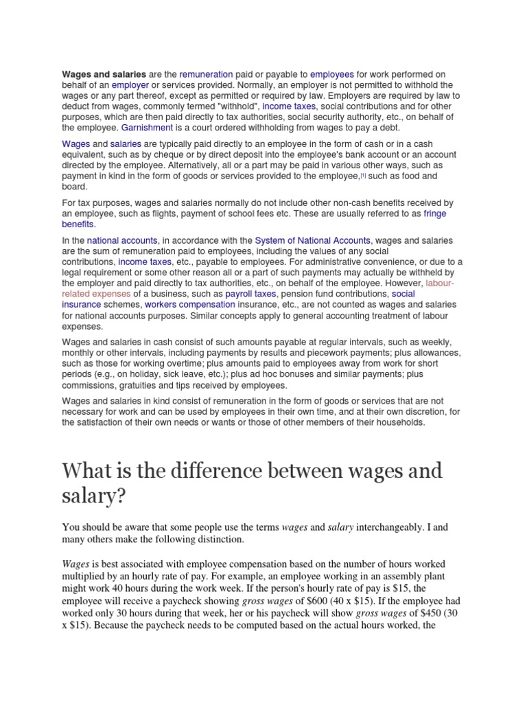 What Is The Difference Between Wages and Salary? | PDF | Wages And ...