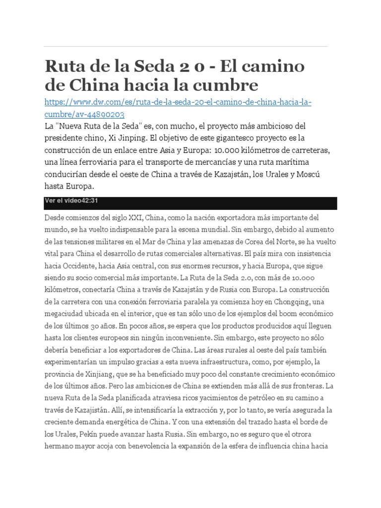 Ruta de La Seda 2 0 | PDF | Ruta de la Seda | China