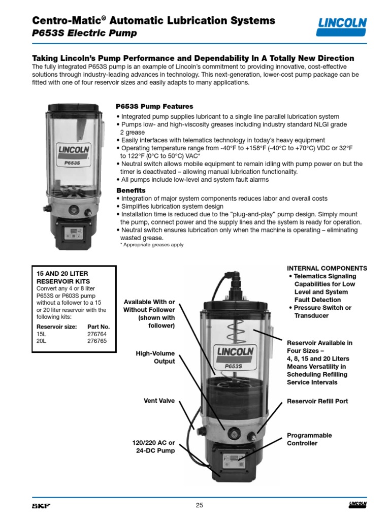 Centro-Matic Automatic Lubrication Systems: P653S Electric Pump | PDF ...