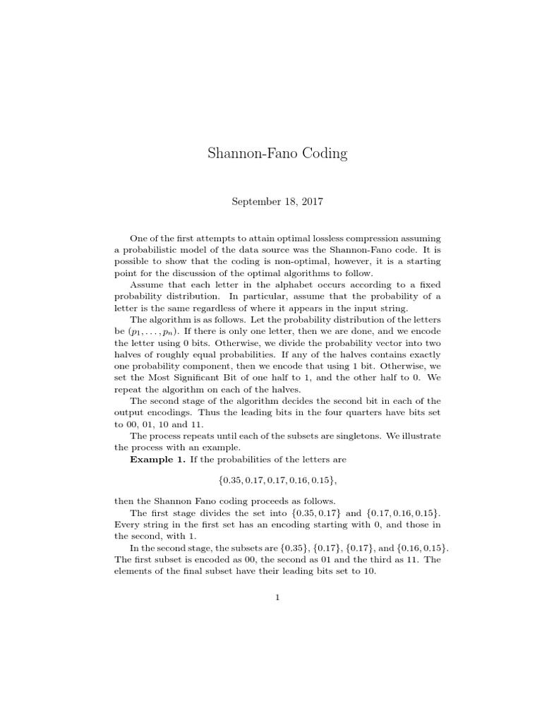An Overview of Shannon-Fano Coding: A Probabilistic Lossless Data ...