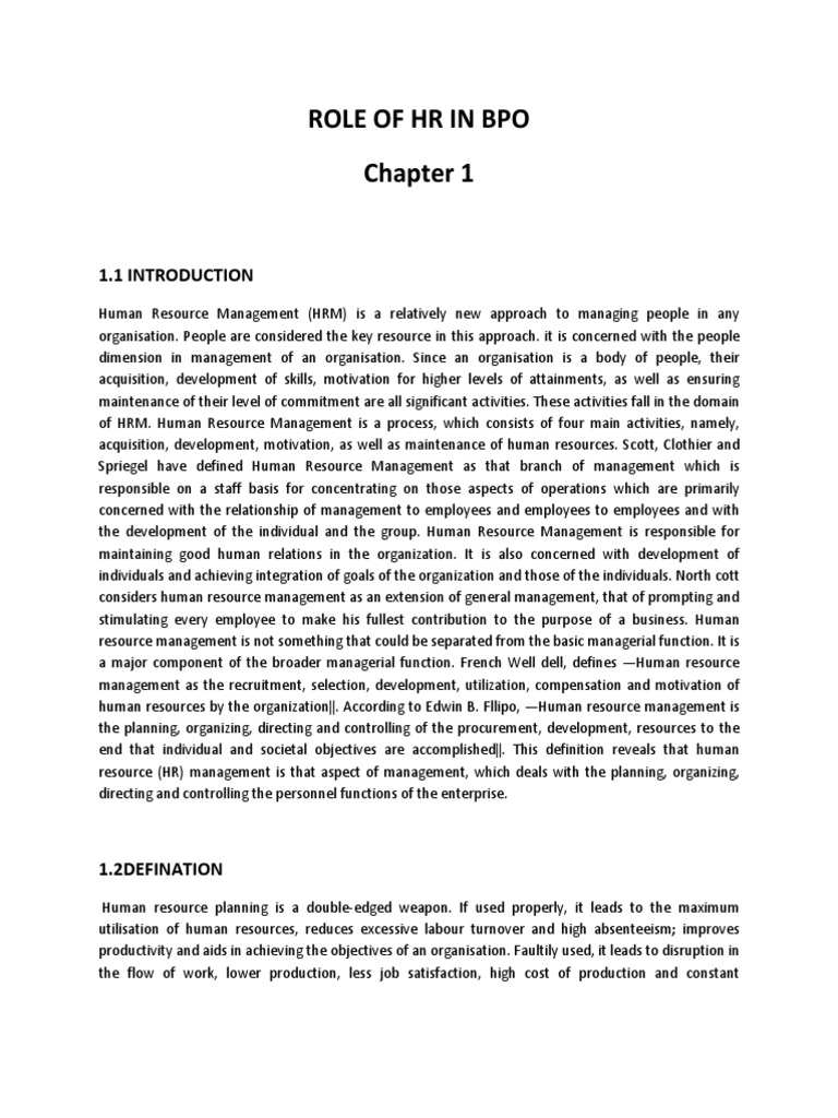 Role of HR in Bpo | PDF | Human Resource Management | Human Resources