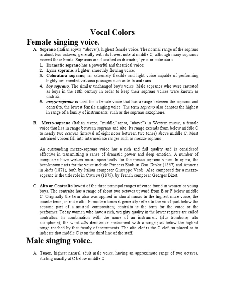 Vocal Colors Female Singing Voice | PDF | Vocal Music | Singing