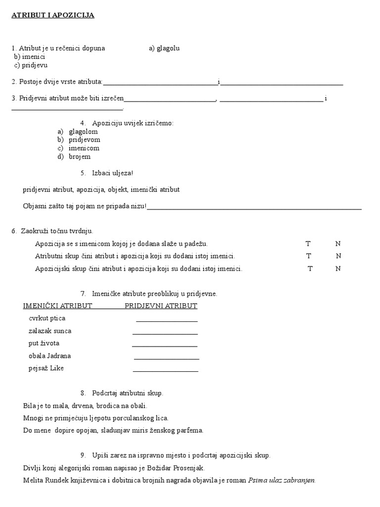 Atribut I Apozicija | PDF